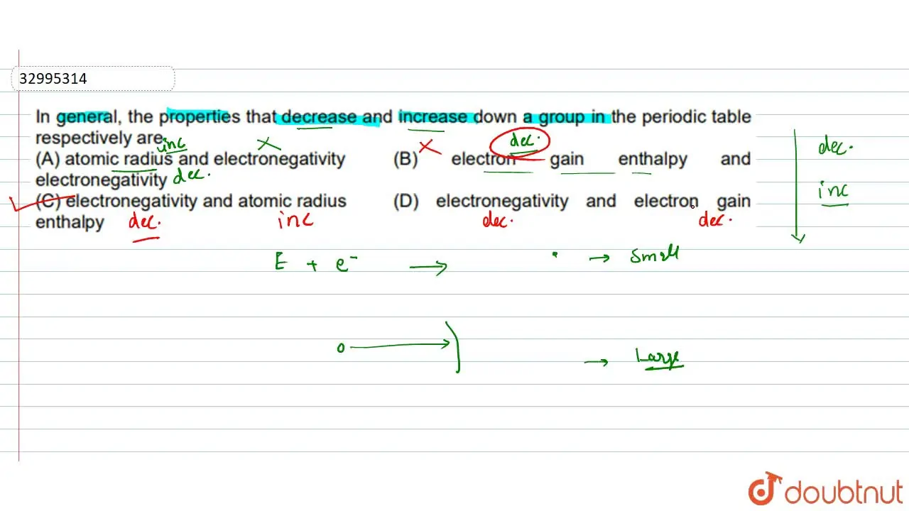atomic radius and electronegativity.