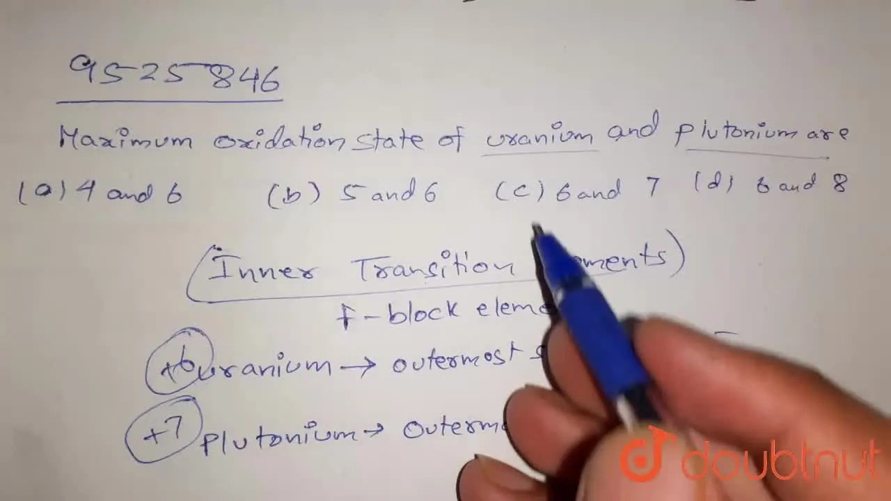 Maximum oxidation state of uranium and plutonium are respectively