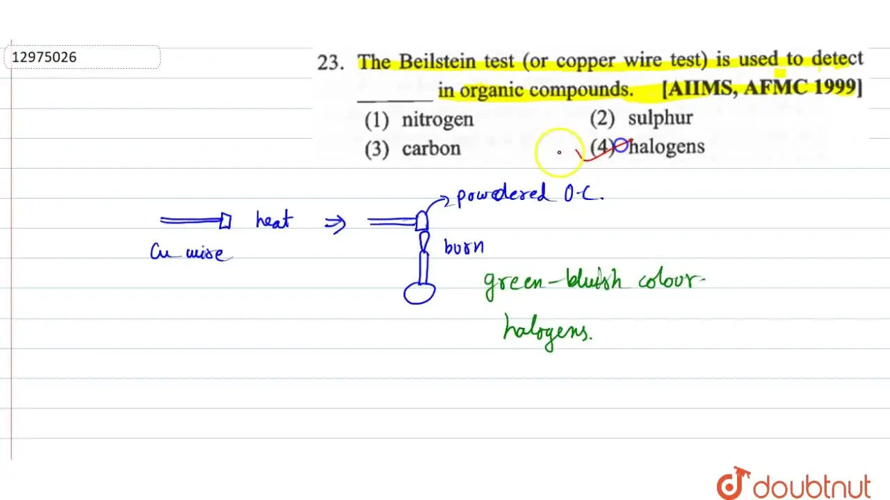 The Beilstein test (or copper wire test) is used to detect …………in orga