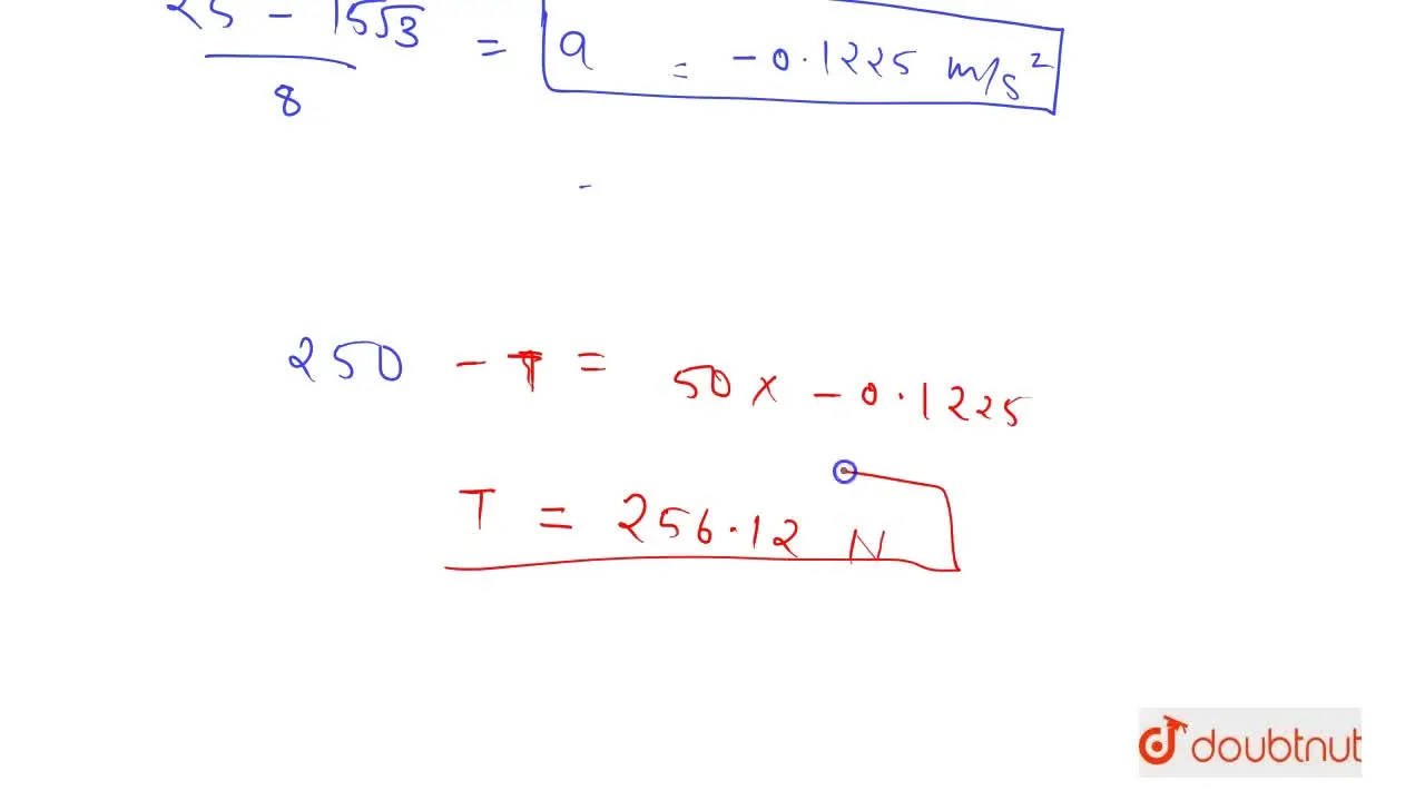 Two blocks of masses 50 kg and 30 kg connected by a massless string pa