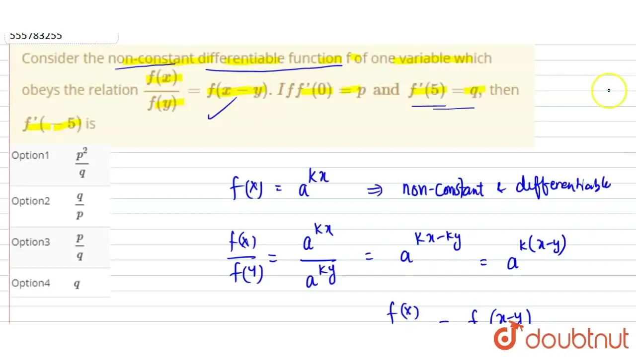 Consider the non-constant differentiable function f of one variable wh