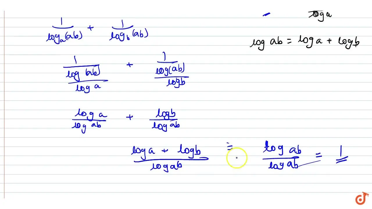 1/(loga(a b)+1/(logb(a b)=1