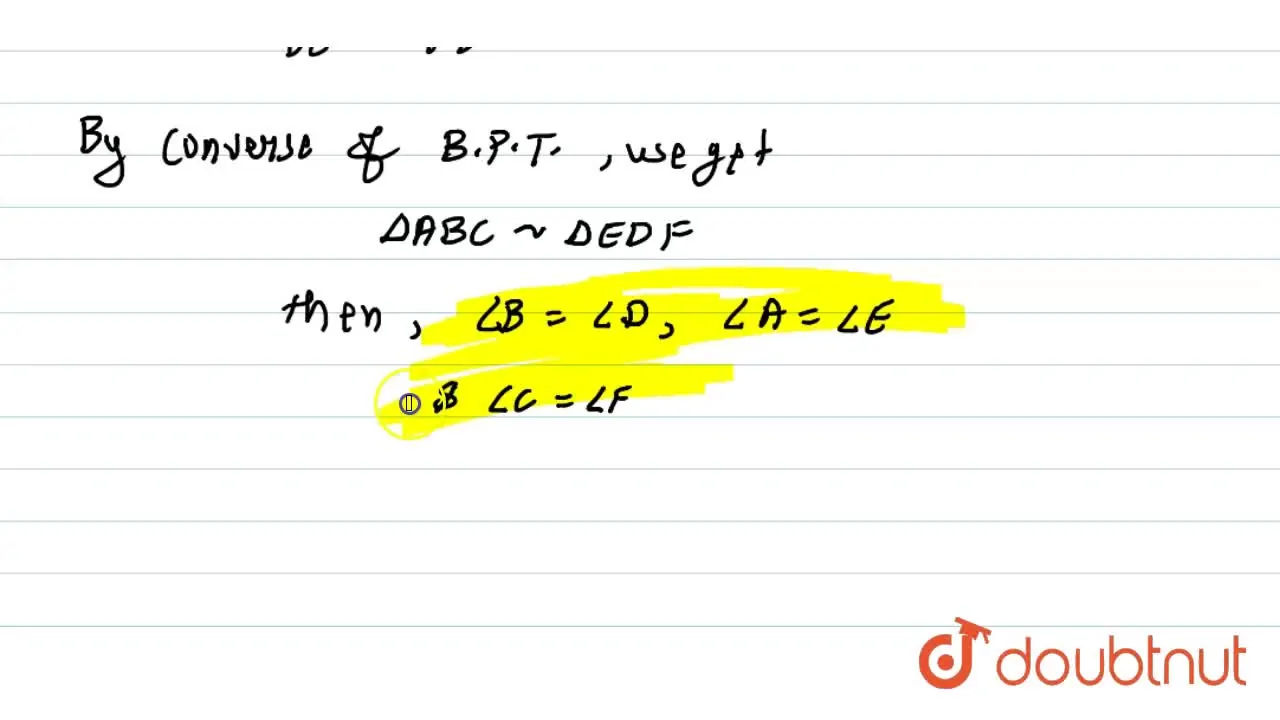 In Delta ABC and Delta DEF, it is given that (AB)/(DE)=(BC)/(FD) then