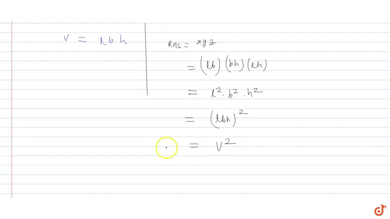 The areas of three adjacent faces of a cuboid are x, y and z. If the v