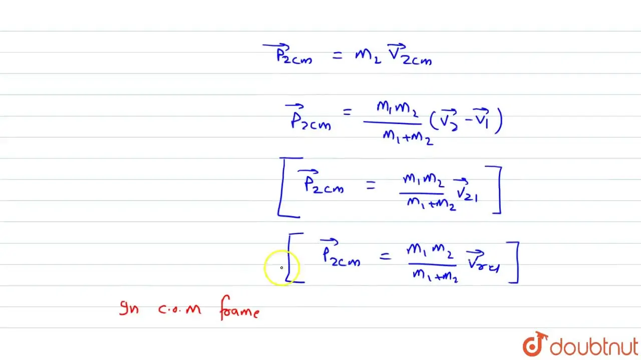 A closed system consists of two particles of masses m1 and m2 which mo