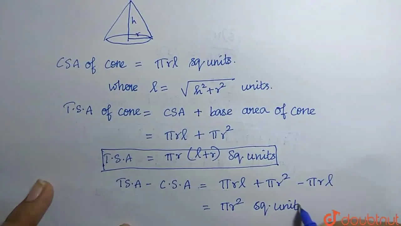 [Tamil] The difference between the CSA and TSA of a cone is