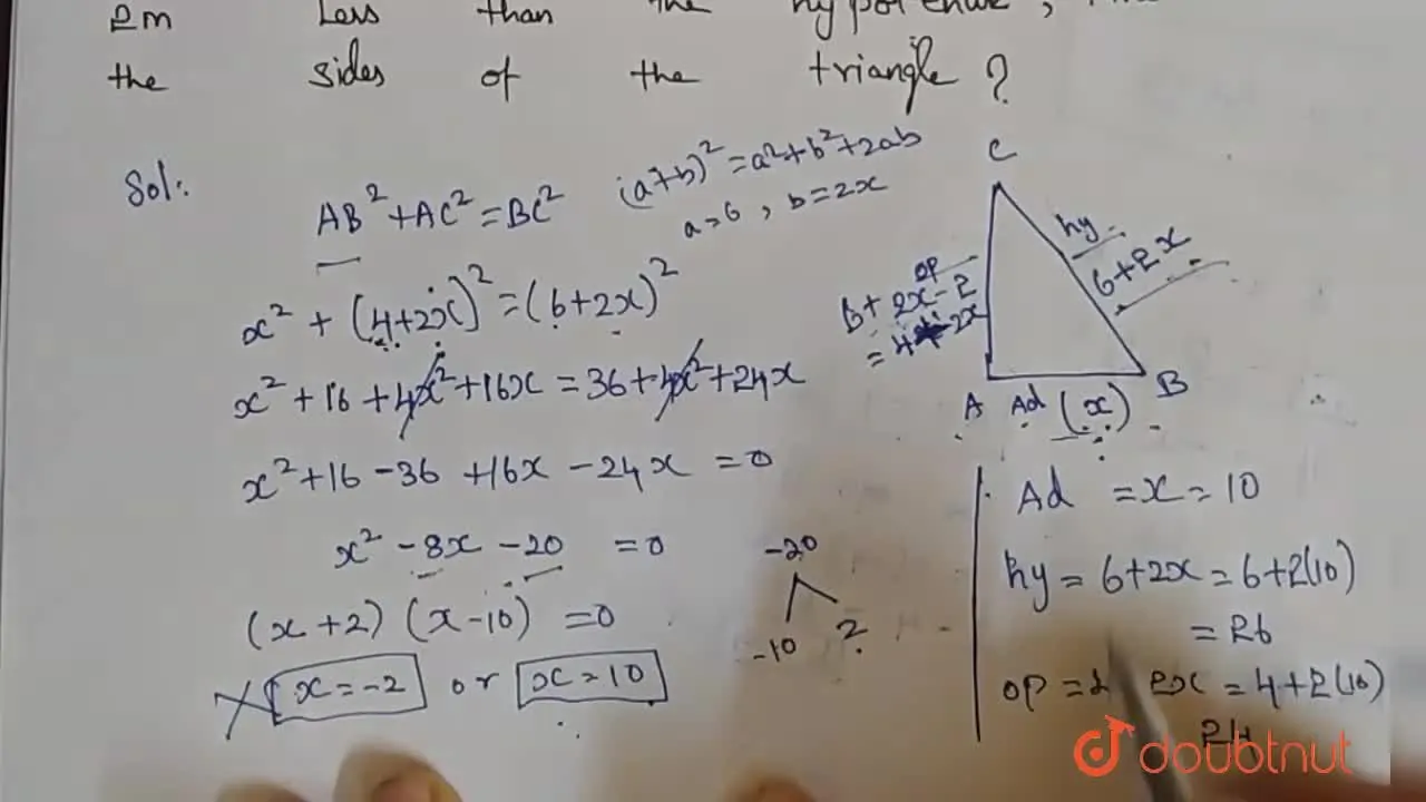 [Tamil] The hypotenuse of a right triangle is 6 m more than twice of t