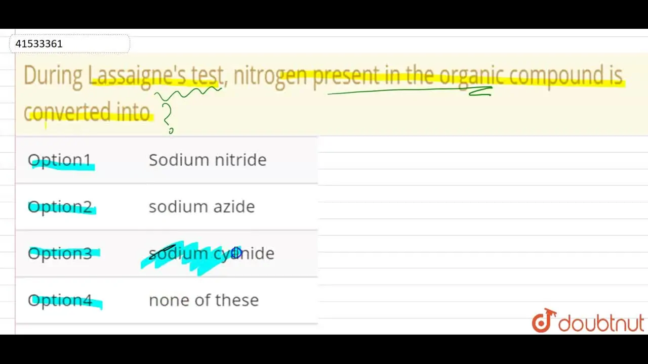 During Lassaigne's test, nitrogen present in the organic compound is c