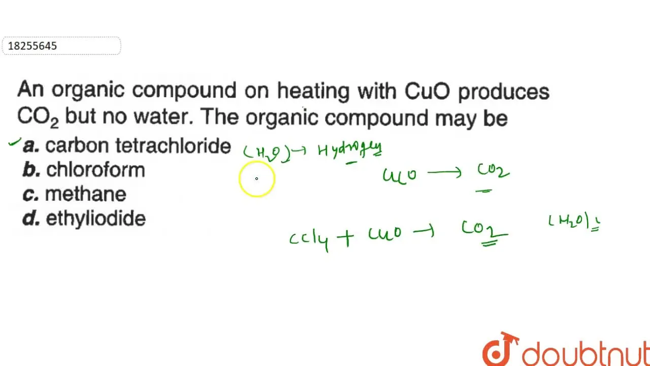 An organic compound on heating with CuO produces CO(2) but no water. T