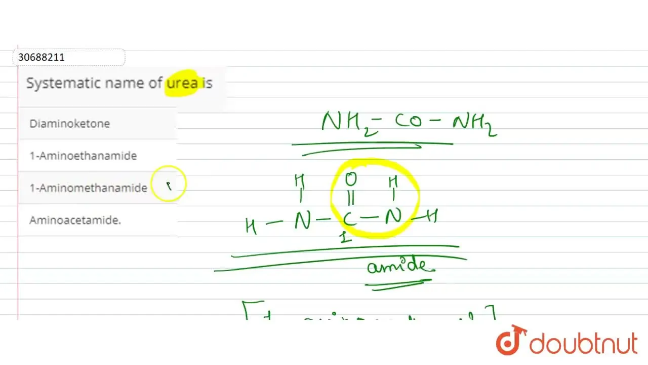 Systematic name of urea is