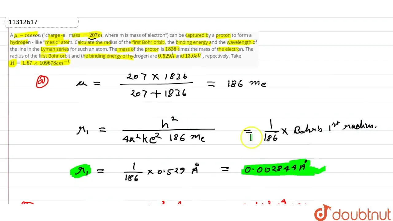 A mu-meson ("charge -e , mass = 207 m, where m is mass of electron") c