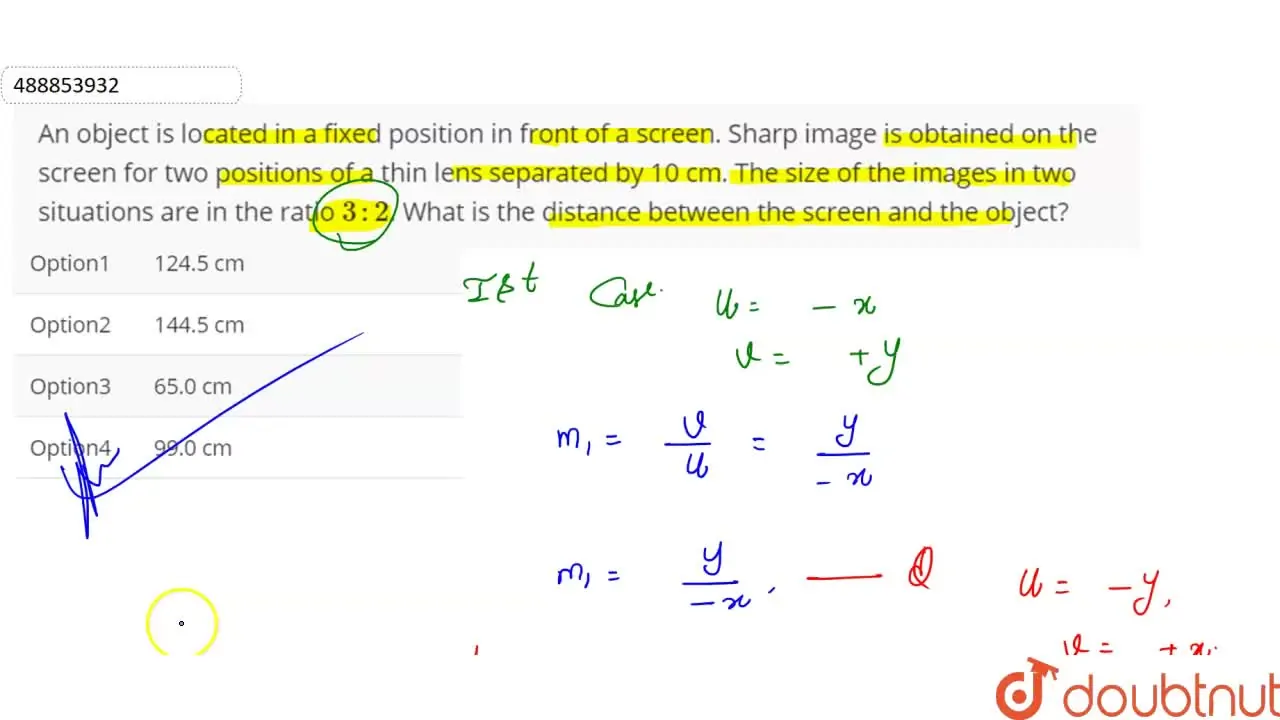 An object is located in a fixed position in front of a screen. Sharp i