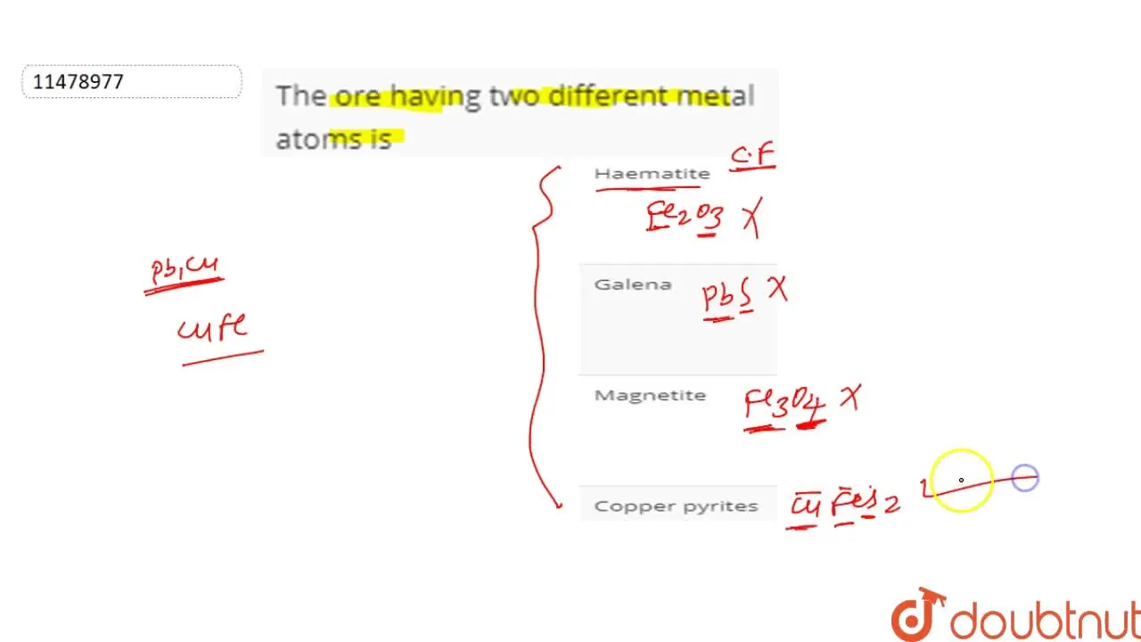 The ore having two different metal atoms is