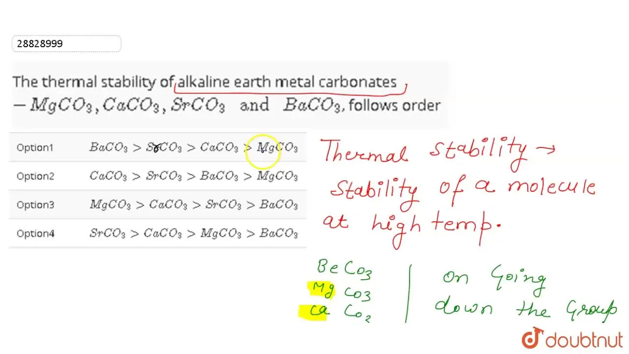 The thermal stability of alkaline earth metal carbonates -MgCO(3),CaCO