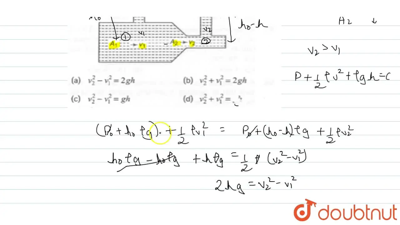 v(2)^(2) - v(1)^(2) = 2 gh