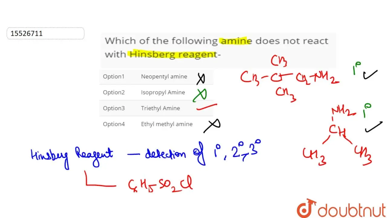 Which of the following amine does not react with Hinsberg reagent-