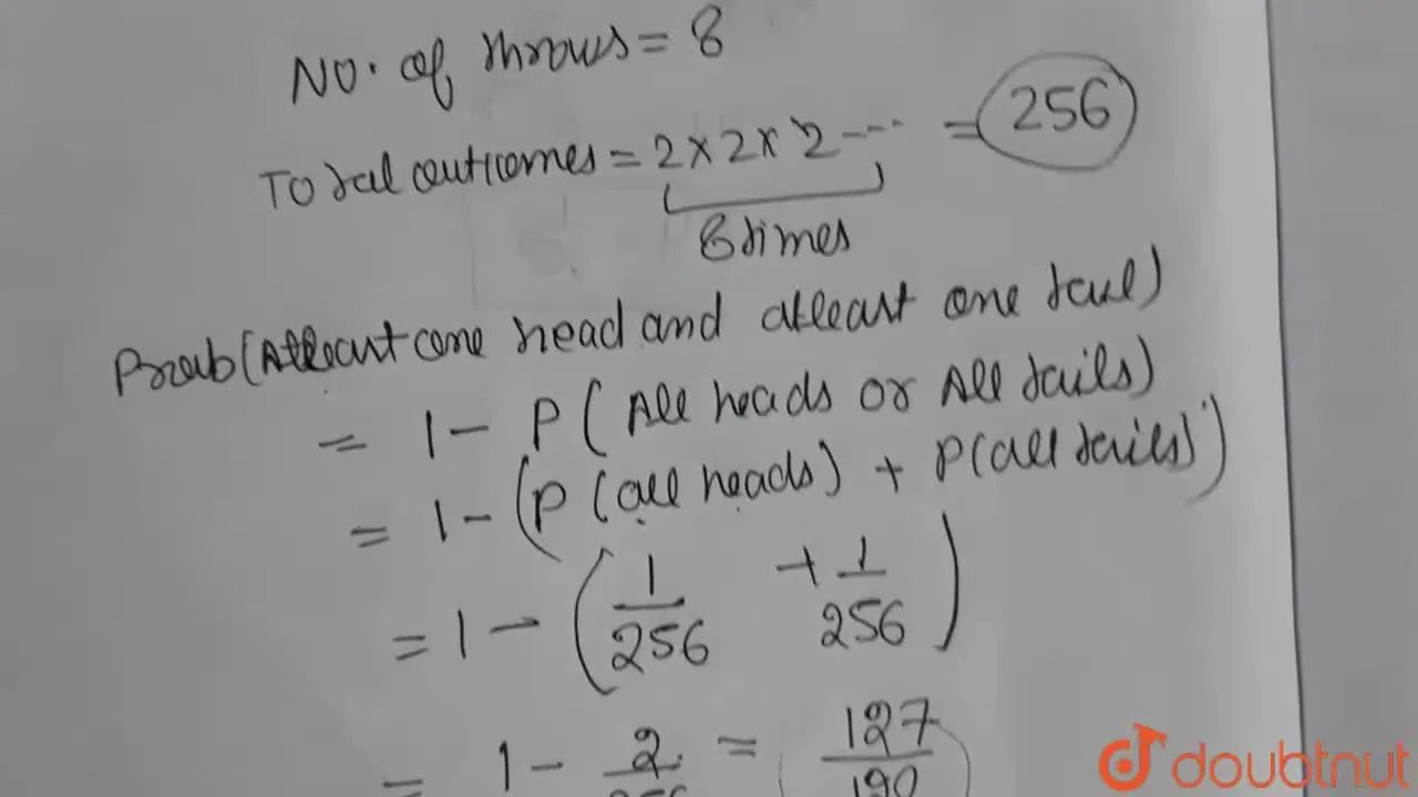 An unbiased coin is tossed eight times. The probability of obtaining a