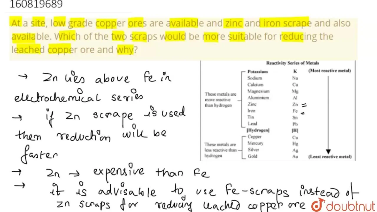[Bengali] At a site, low grade copper ores are available and zinc and