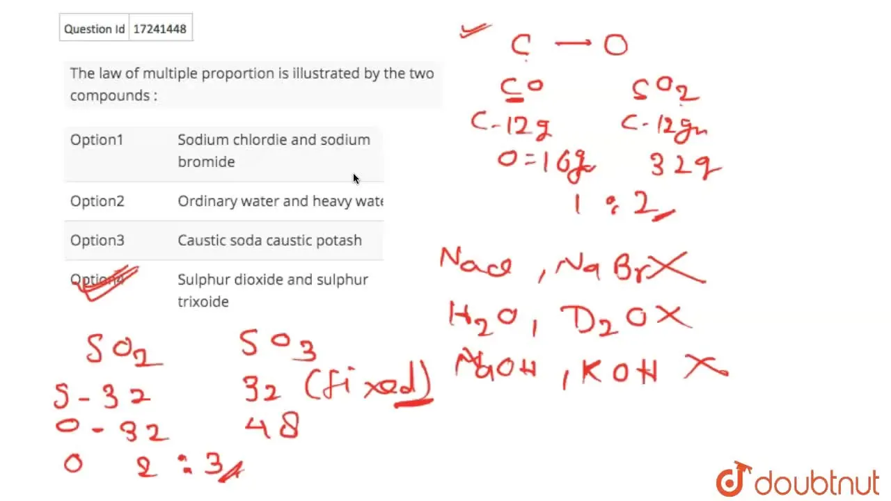 The law of multiple proportion is illustrated by the two compounds