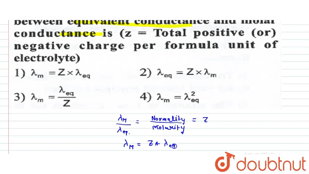 The expression showing the relationship between equivalent conductance