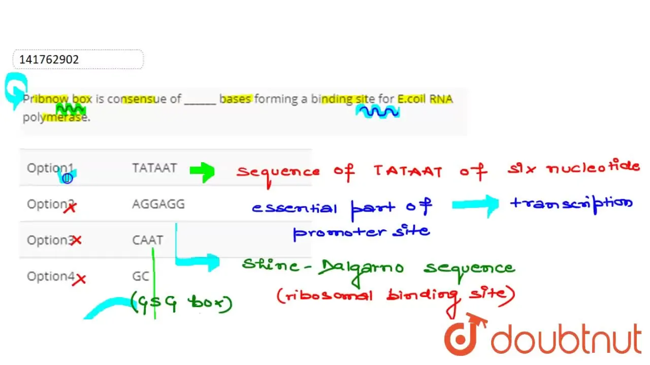 Pribnow box is consensus of bases forming a binding site for E.coi
