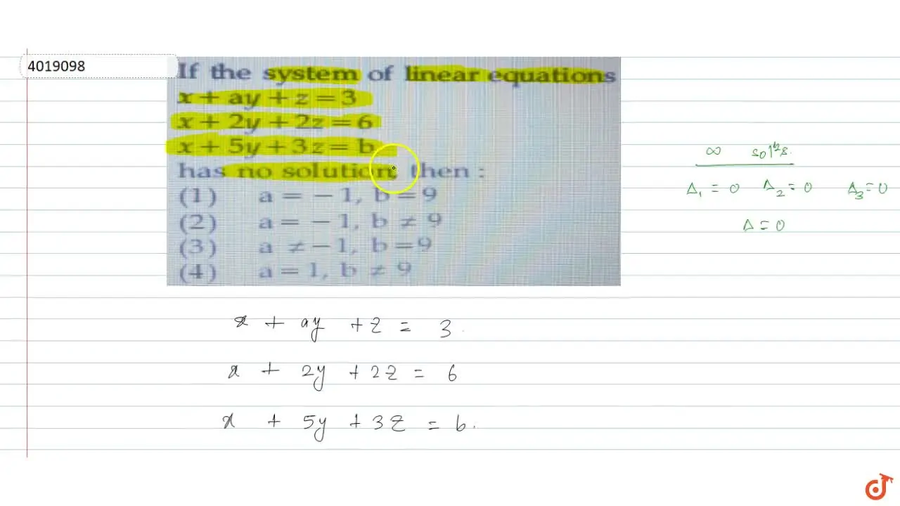 If the system of linear equations x+ay+z=3 and x+2y+2z=6 and x+5y+3z=b