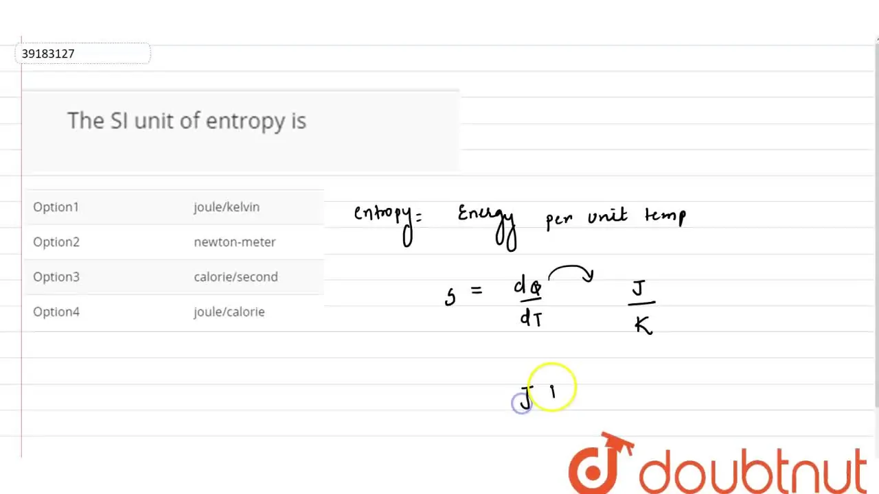 The SI unit of entropy is