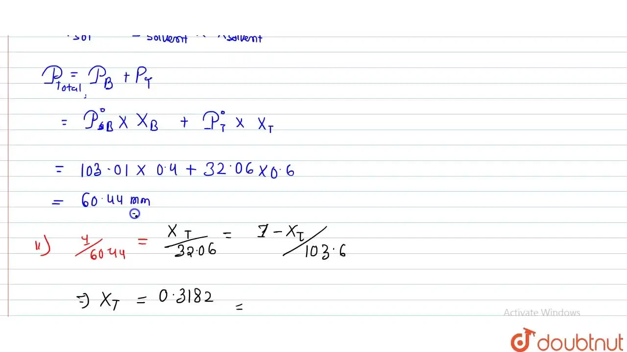 Benzene and toluene form nearly ideal solution. If at 300K P("bentezne