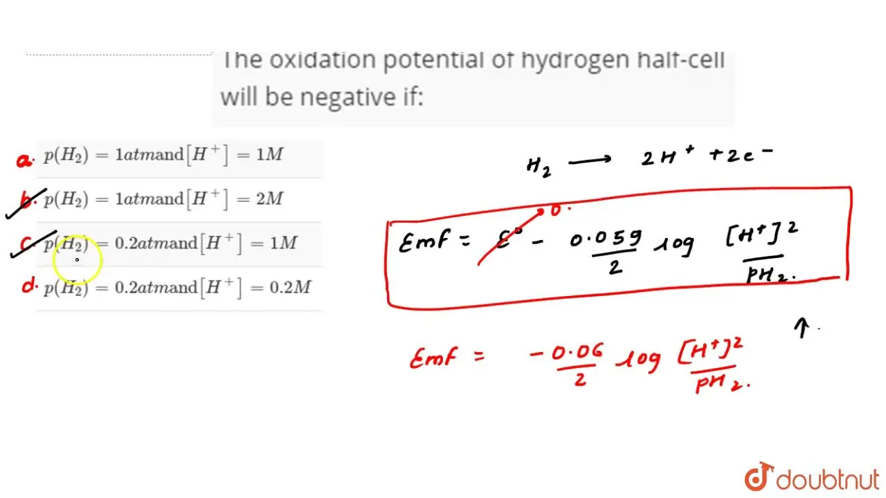 The reduction potential of hydrogen half cell will be negative if