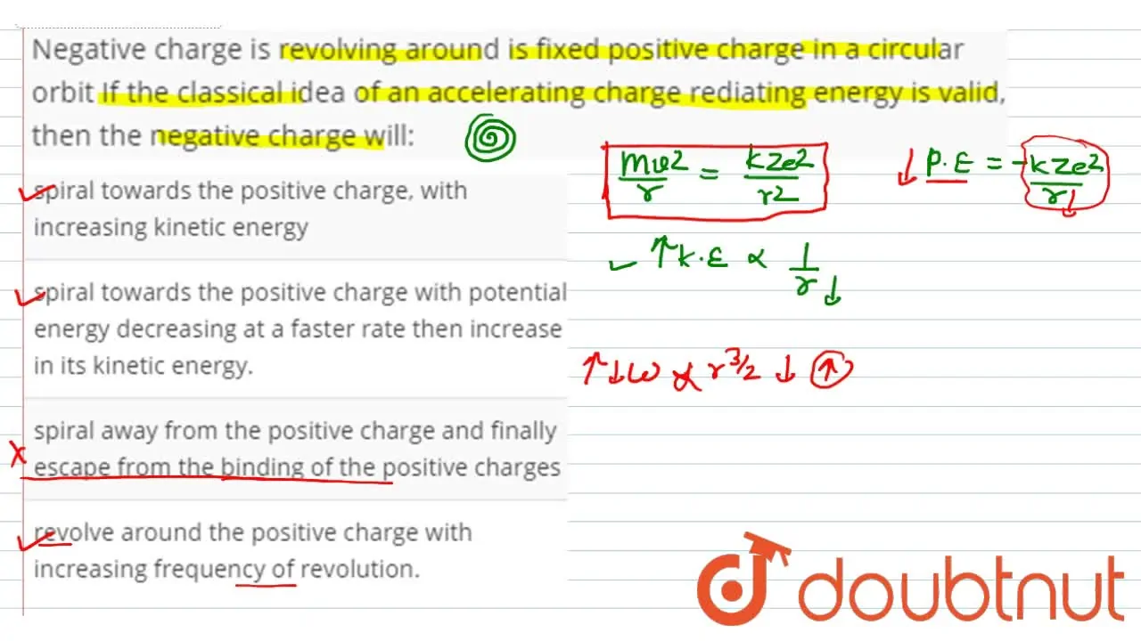 spiral away from the positive charge and finally escape from the bind