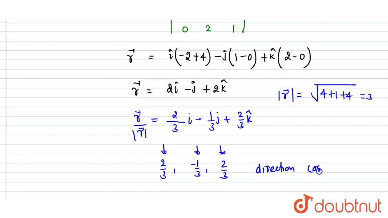 Find the direction cosines of the line which is perpendicular to the