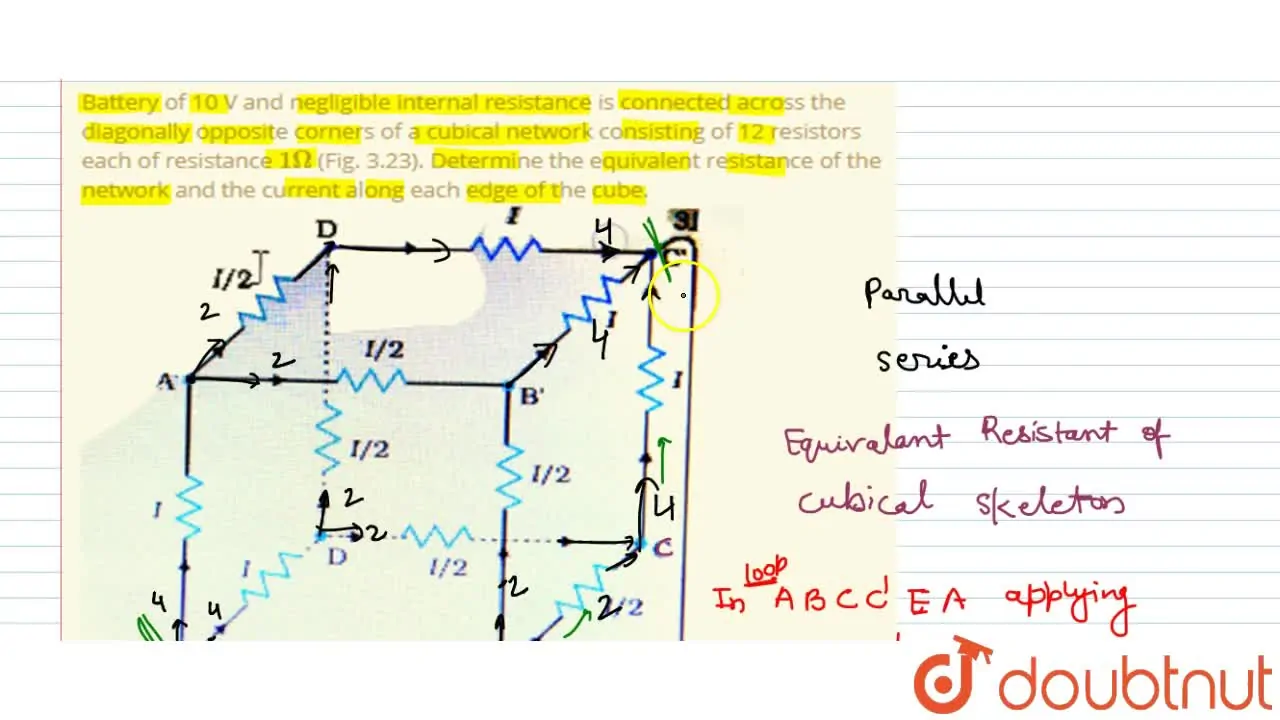 Battery of 10 V and negligible internal resistance is connected across