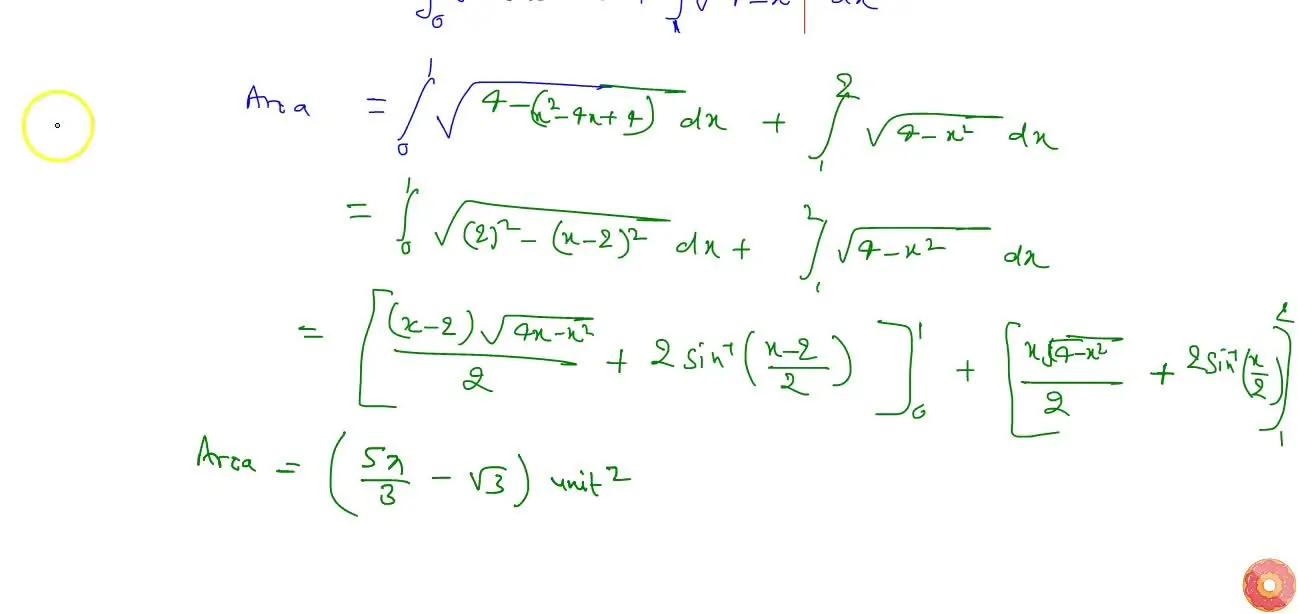 Using integration find the area of the region bounded by the curves y=