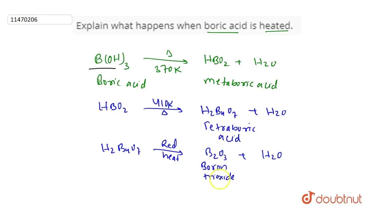 Explain what happens when boric acid is heated.