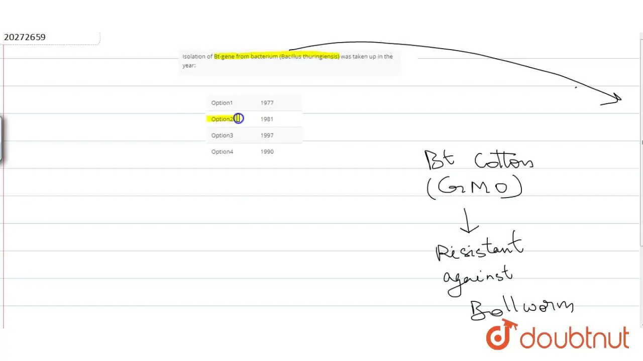 Isolation of Bt-gene from bacterium (Bacillus thuringiensis) was taken