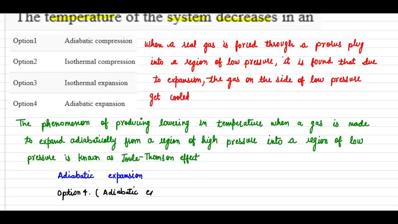 The temperature of the system decreases in an