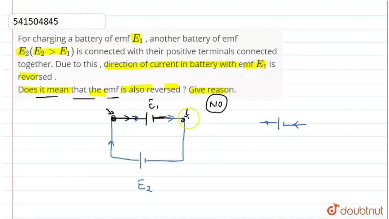 For charging a battery of emf E1 , another battery of emf E2 (E2 gt E1