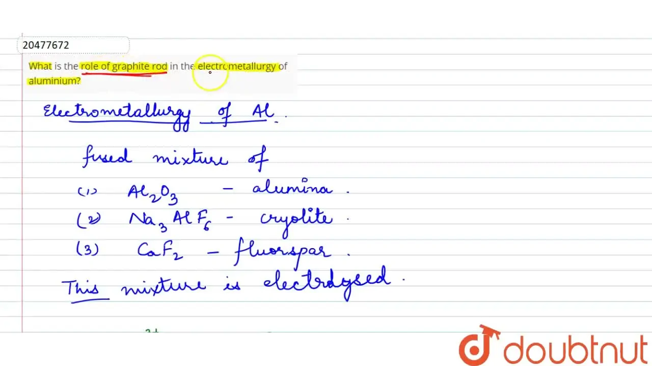 What is the role of graphite rod in the electrometallurgy of aluminium