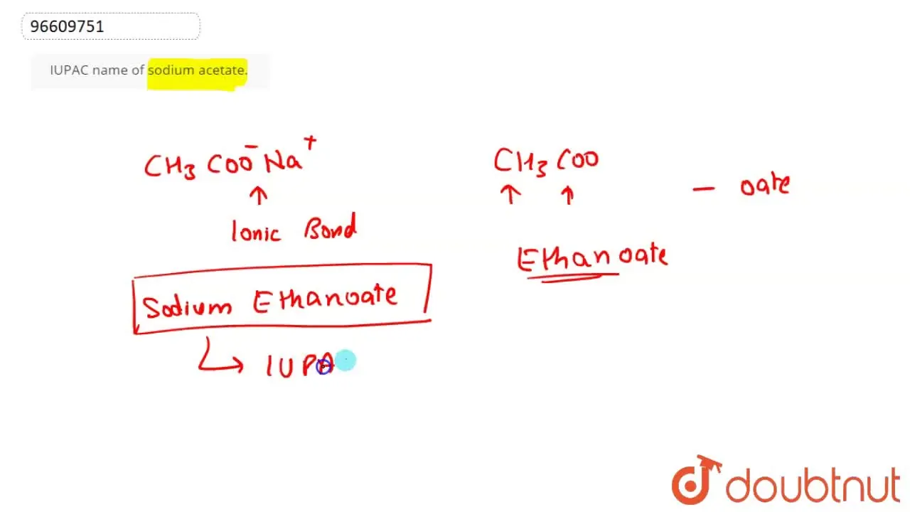IUPAC name of sodium acetate.