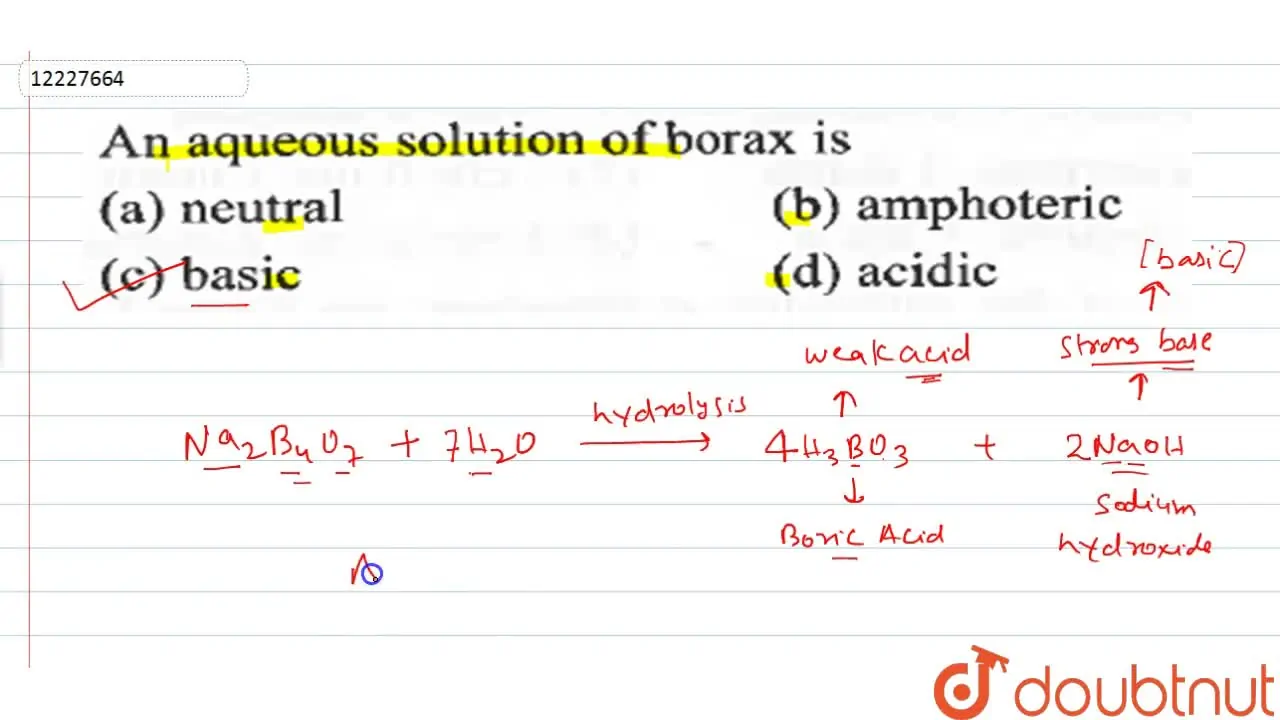 An aqueous solution of borax is