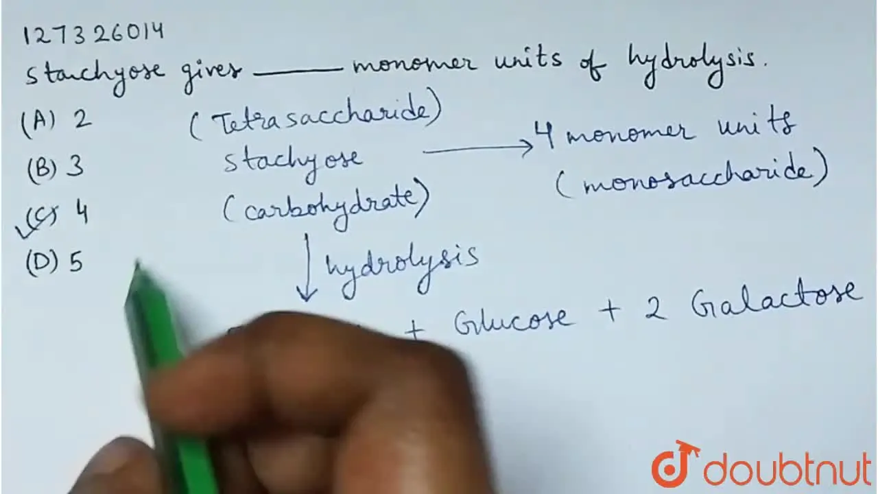 Stachyose gives monomer units on hydrolysis.