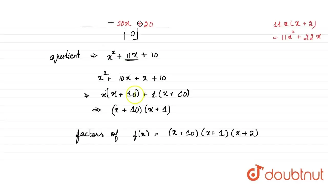 Factorize x^3+13 x^2+32 x+20 , if it is given that x+2 is its factor.