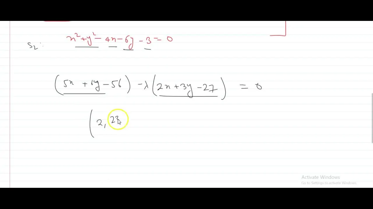 Consider a family of circles passing through two fixed points A (3,7)
