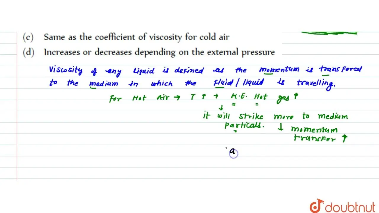 same as the coefficient of viscosity for cold air