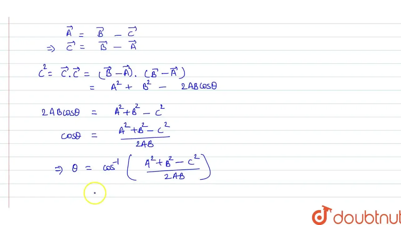 If vec A =vec B- vec C, then determine the angle between vec A and ve