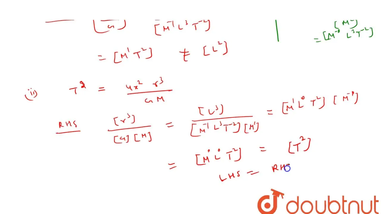Use principle of homogenity of dimensions to find which one of the fo