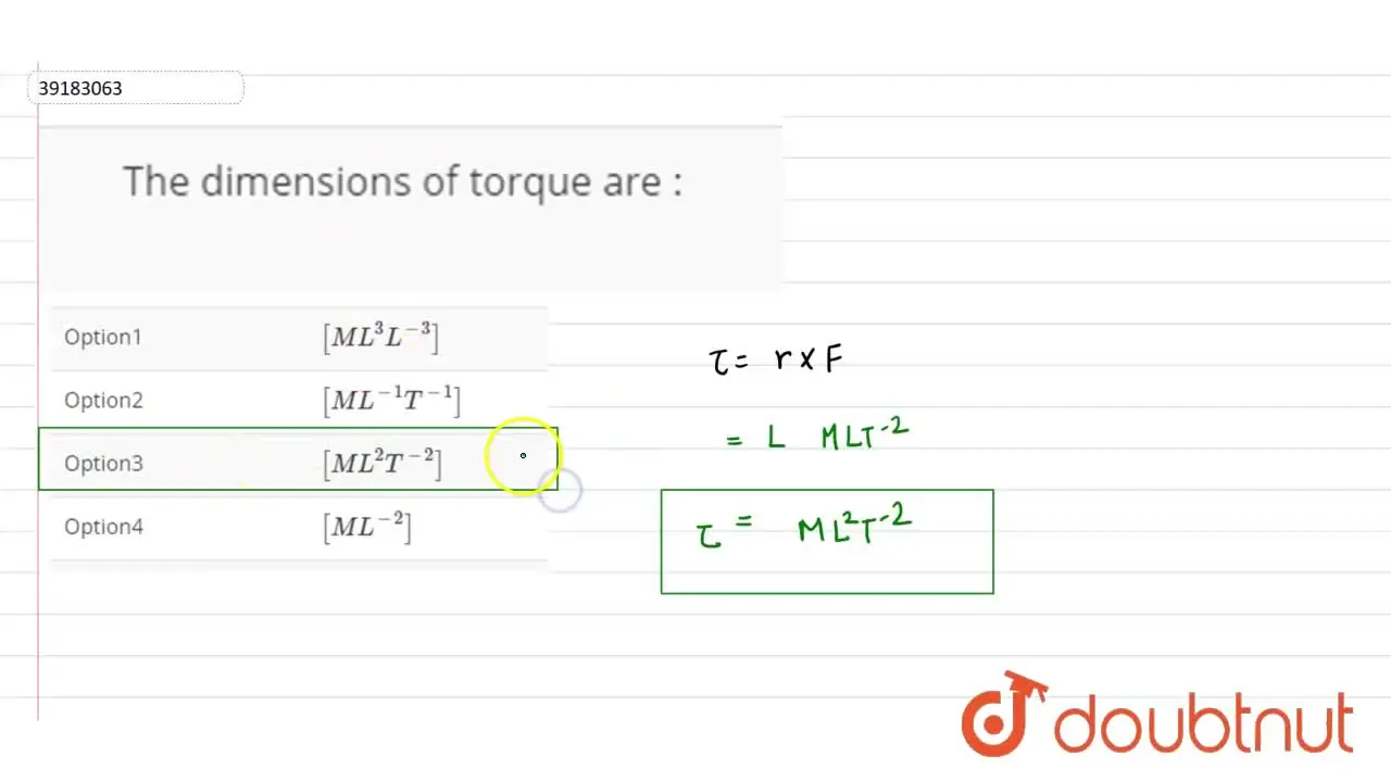 The dimensions of torque are