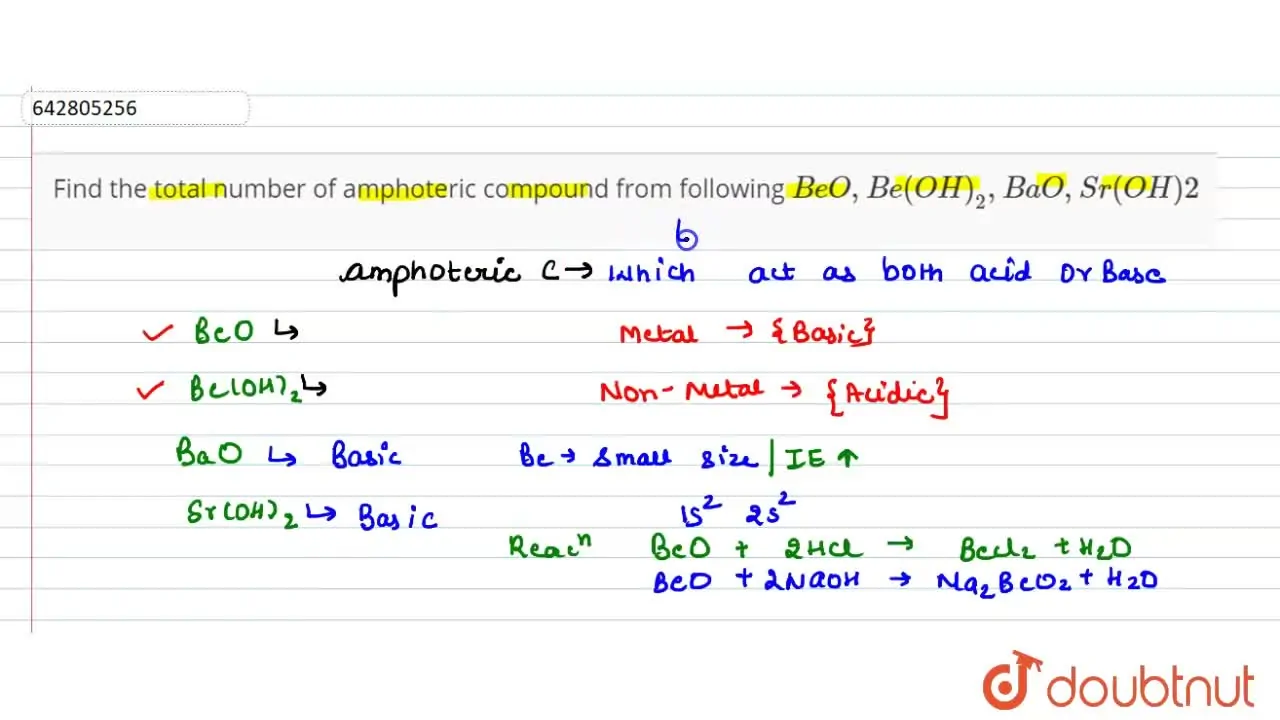 Number of amphoteric compound among the following is "" (a) BeO (b