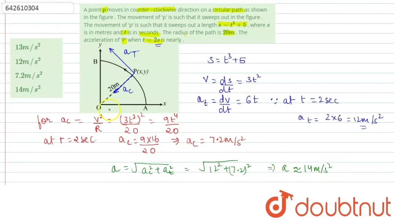A point p moves in counter - clockwise direction on a circular path a
