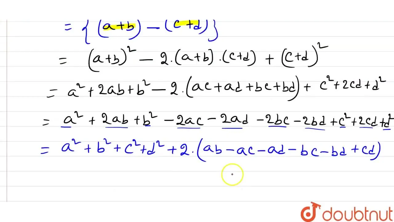 (a+b)^2=a^2+2ab+b^2 এবং (a-b)^2=a^2-2ab+b^2 - এই অভেদগুলি ব্যবহার করে